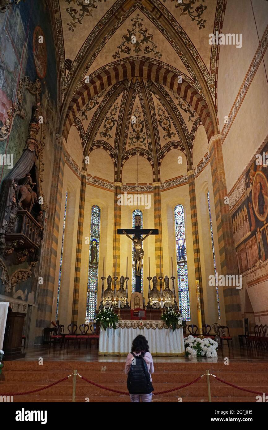 Interior architecture and decoration of Chiesa di Santa Anastasia, the ...
