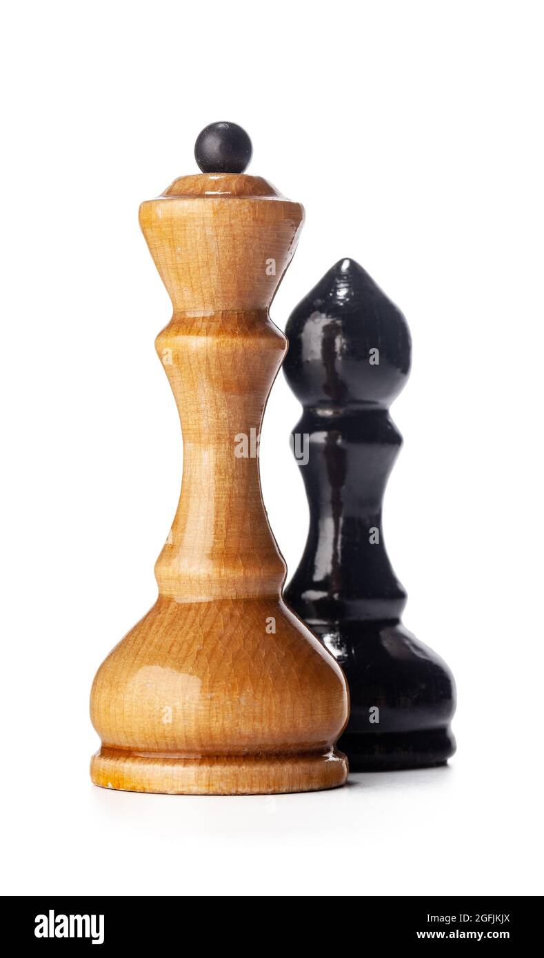 Wooden chess pieces close up isolated on white Stock Photo - Alamy