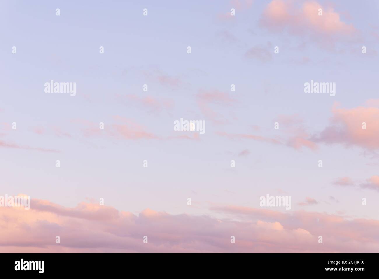 Purple and Pink Sky,moon and beautiful clouds with abstract colored ...