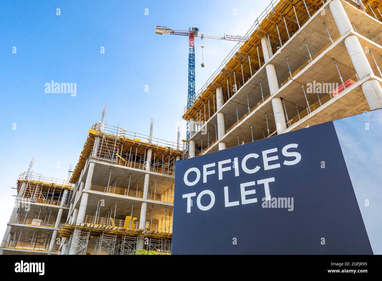 Construction site, building under construction with sign and ...