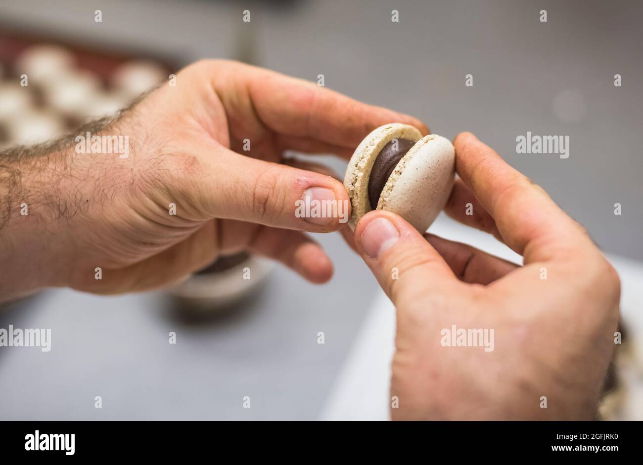 Macarons preparation hi-res stock photography and images - Alamy