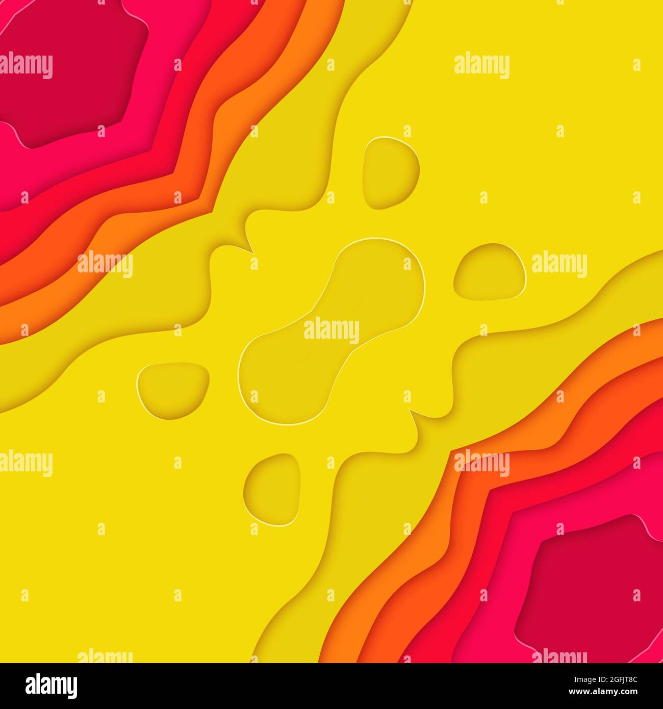 Yellow cut-out paper background of the hole on the sheet. Abstract ...