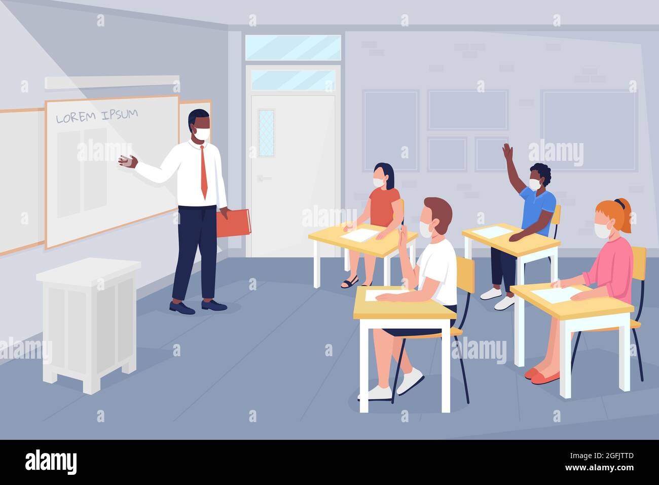 Teacher back view child lesson Stock Vector Images - Alamy