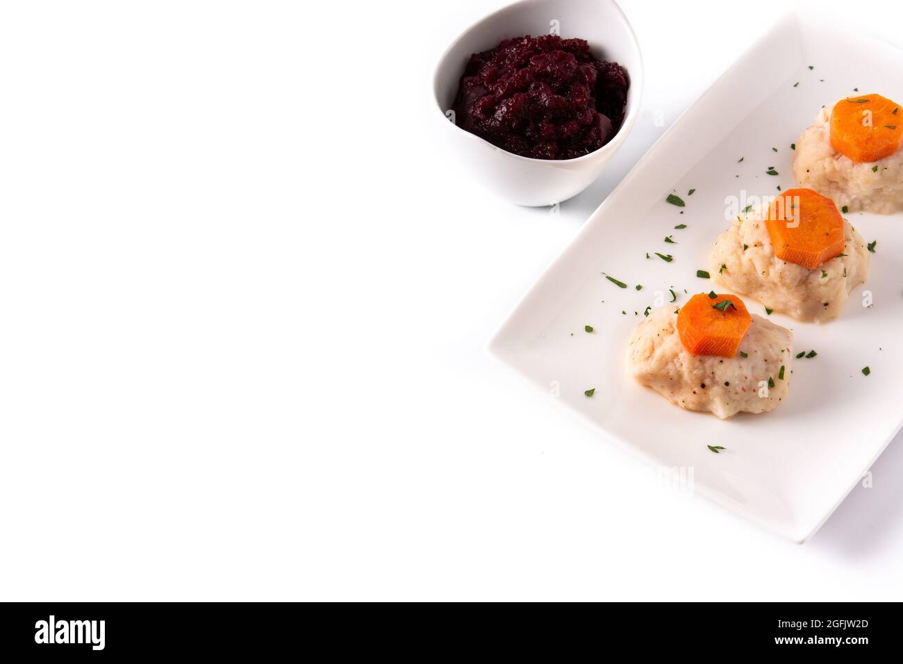 Traditional Jewish gefilte fish isolated on white background Stock ...