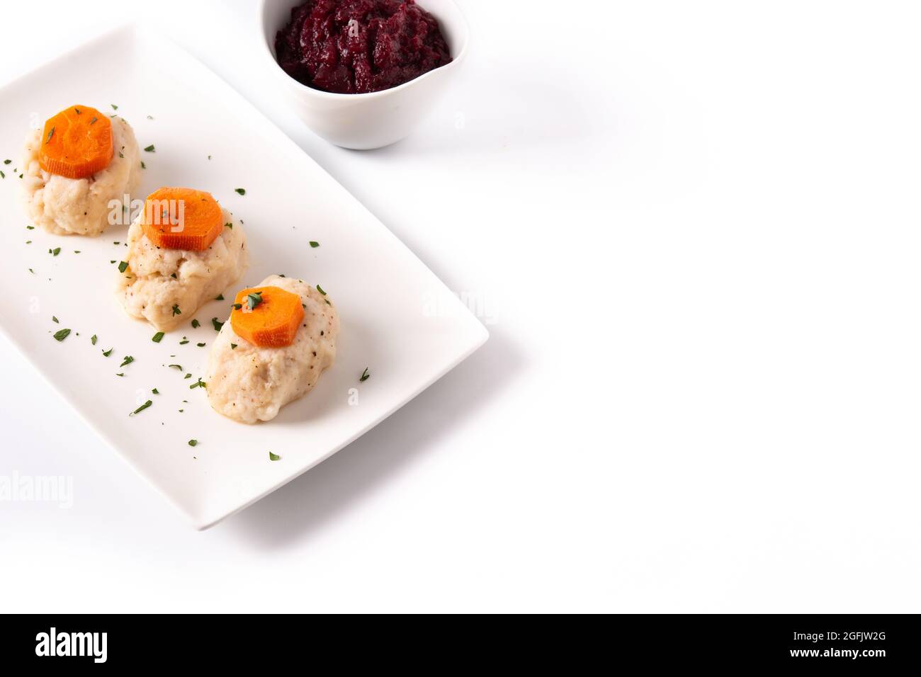 Traditional Jewish gefilte fish isolated on white background Stock ...