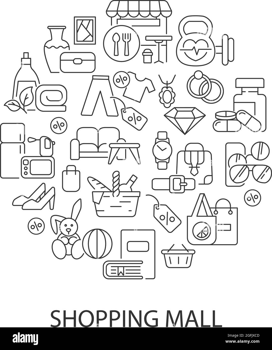 Shopping goods abstract linear concept layout with headline Stock ...