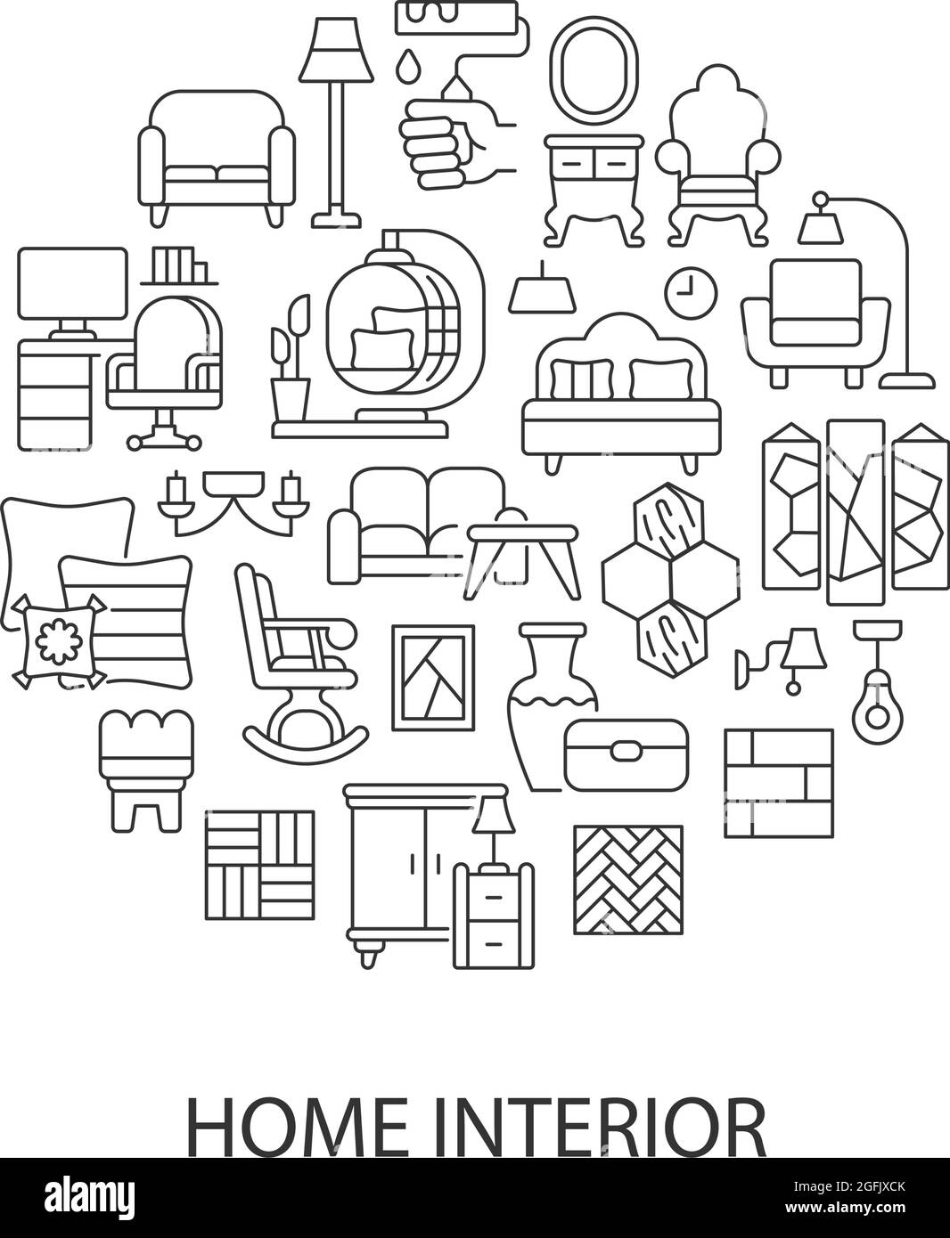 Home interior abstract linear concept layout with headline Stock Vector ...