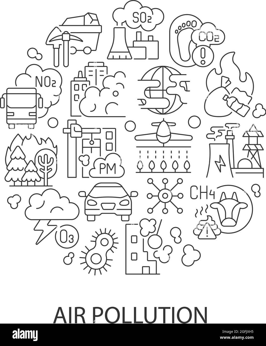 Urban pollution abstract linear concept layout with headline Stock ...