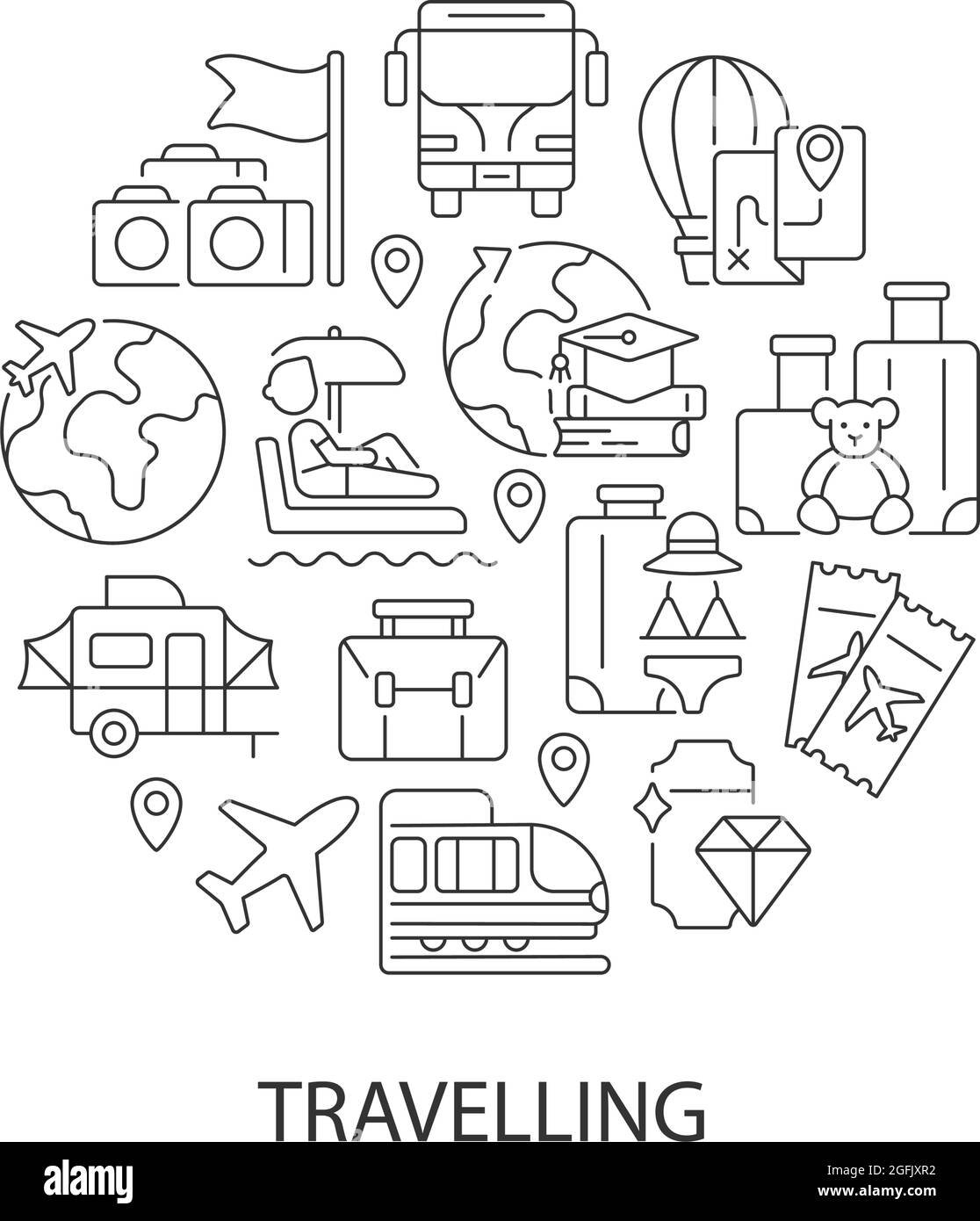 Travel abstract linear concept layout with headline Stock Vector Image ...