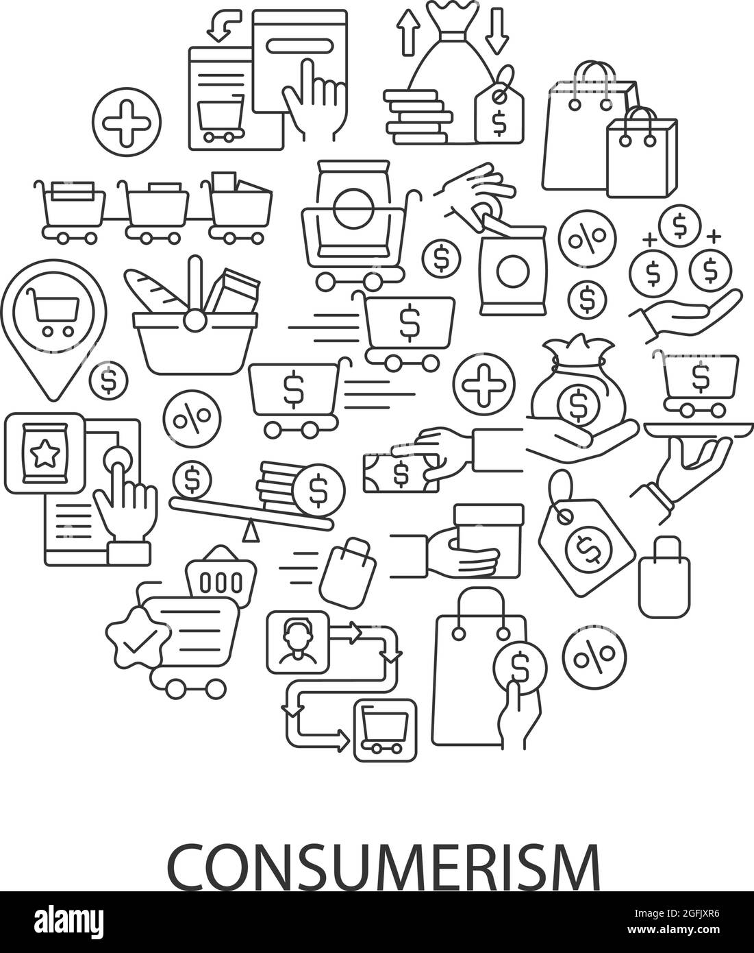 Consumerism abstract linear concept layout with headline Stock Vector ...