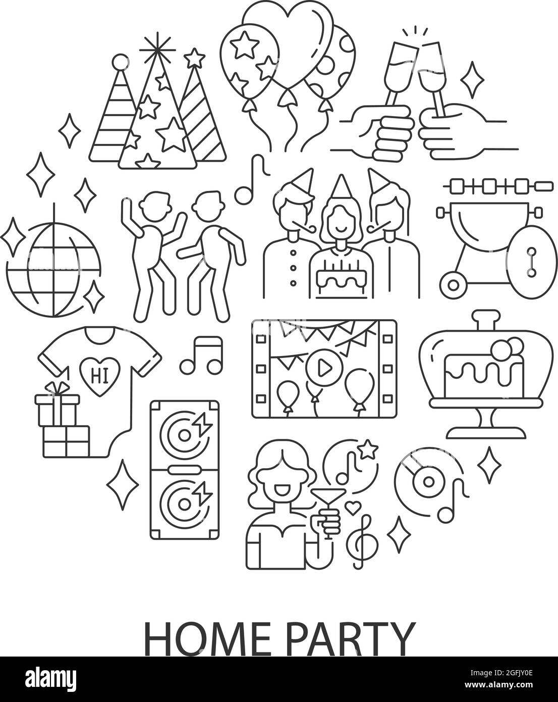 Party abstract linear concept layout with headline Stock Vector Image ...