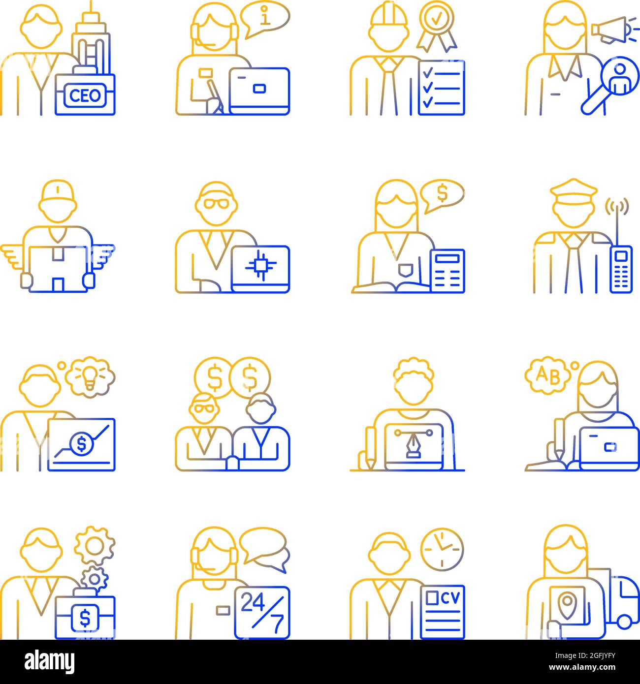 Company staff related gradient linear vector icons set Stock Vector Image & Art - Alamy