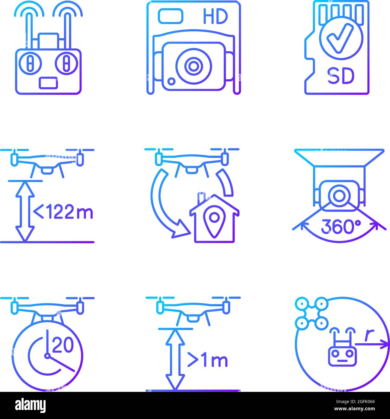 Drone care gradient linear vector manual label icons set Stock Vector Image & Art - Alamy