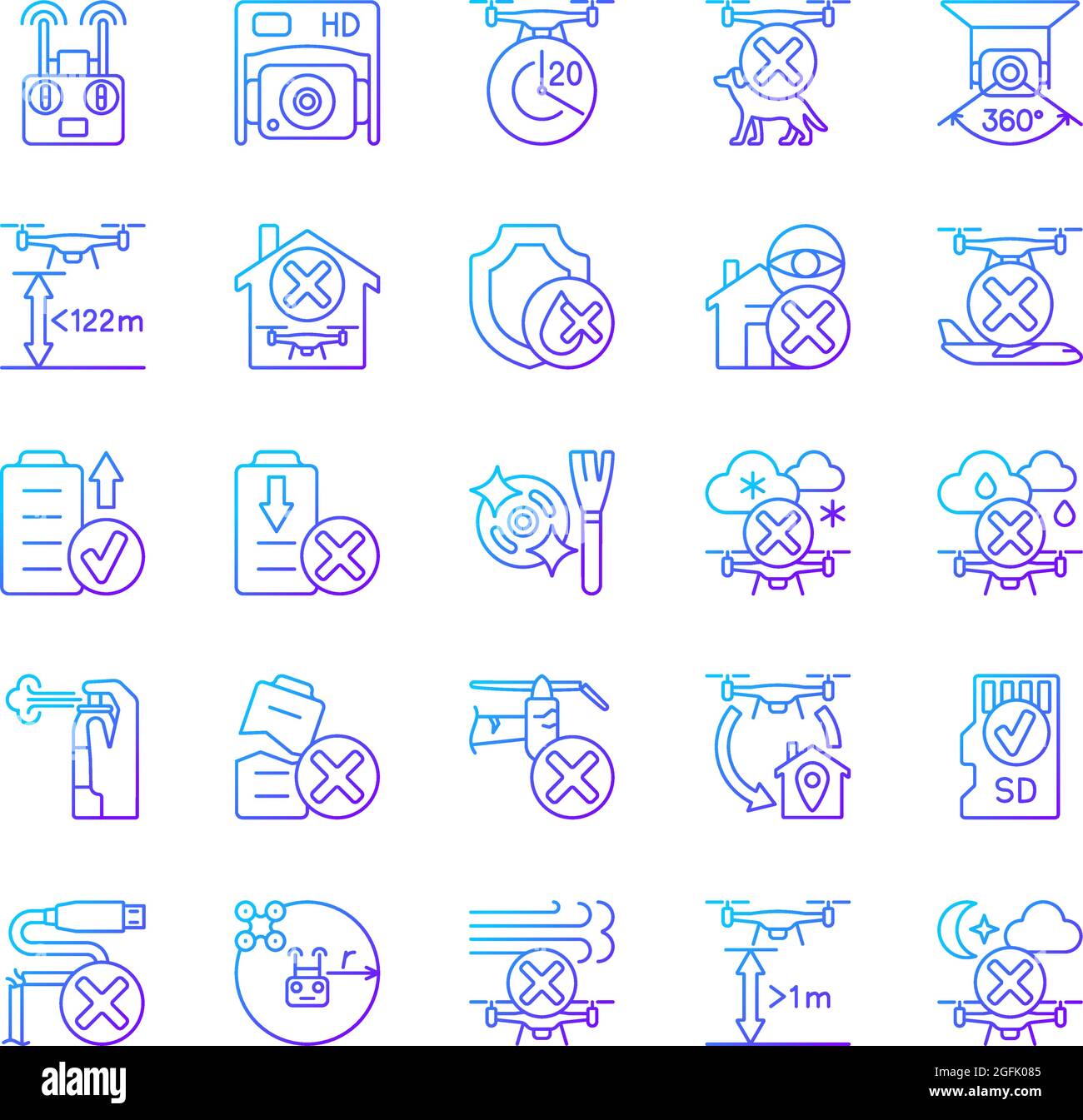Drone usage gradient linear vector manual label icons set Stock Vector Image & Art - Alamy