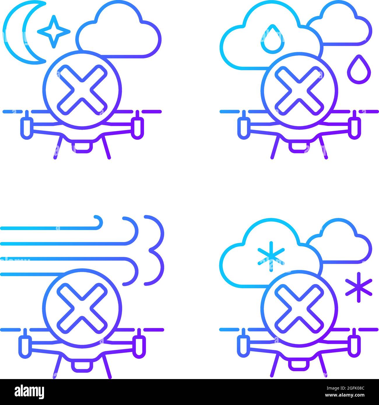 Safe drone operation gradient linear vector manual label icons set Stock Vector Image & Art - Alamy