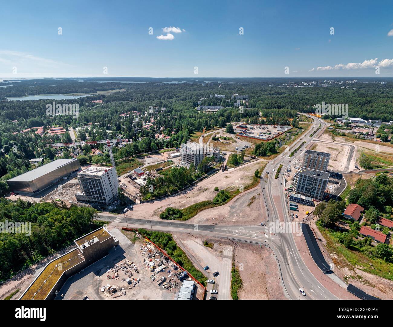 Aerial view of the construction site of the brand new residential ...