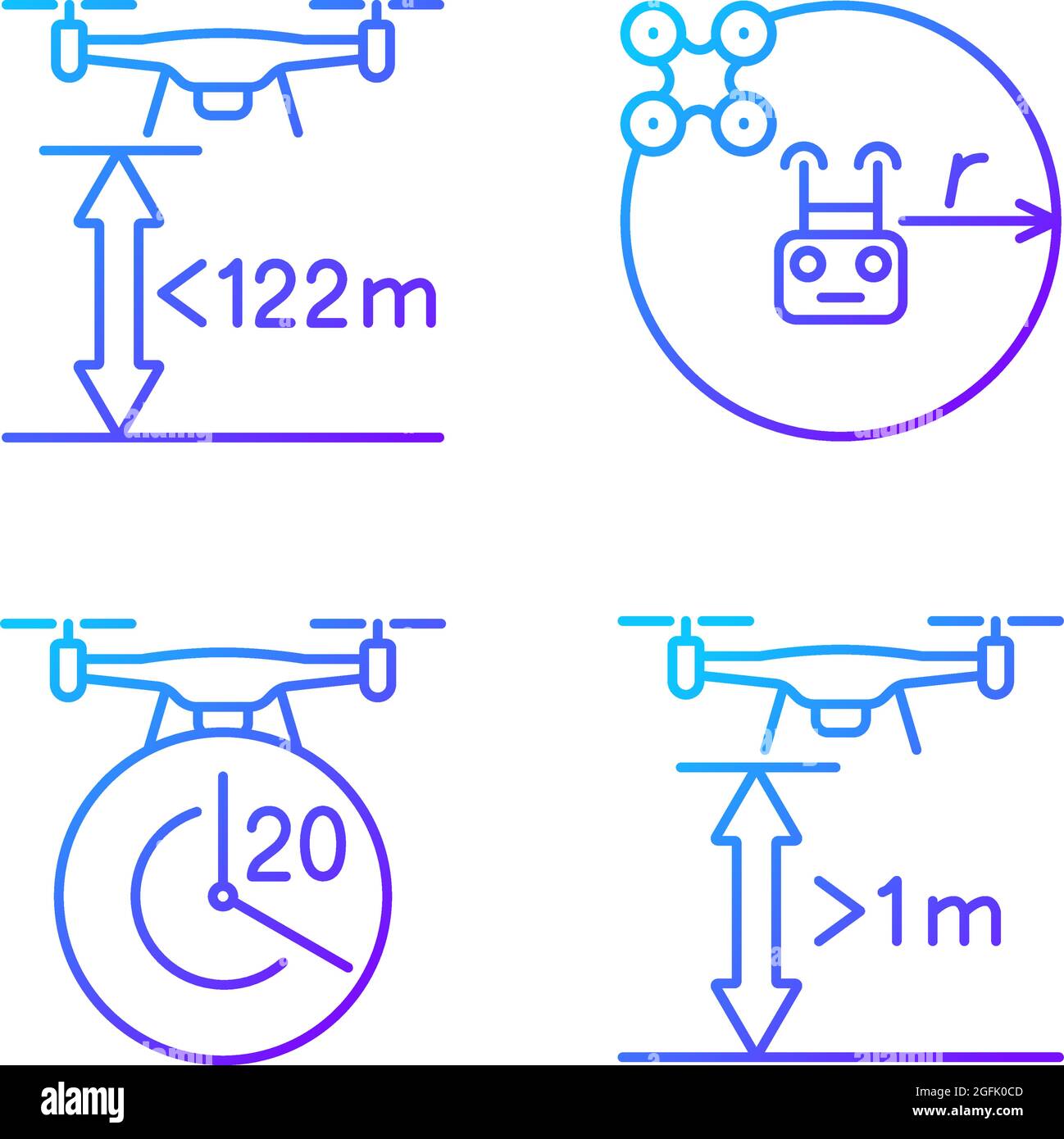 Drone proper control gradient linear vector manual label icons set Stock Vector Image & Art - Alamy