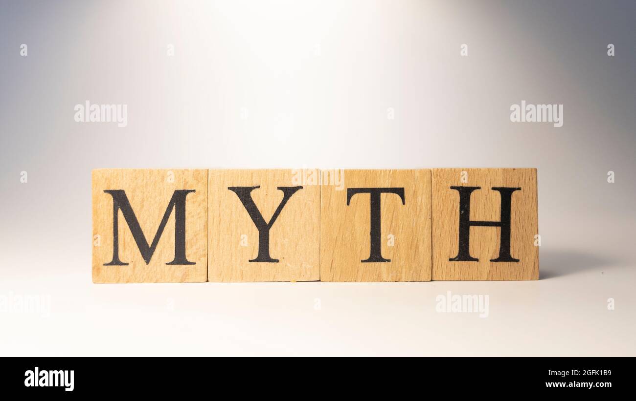 Word myth made from wooden cubes Stock Photo - Alamy
