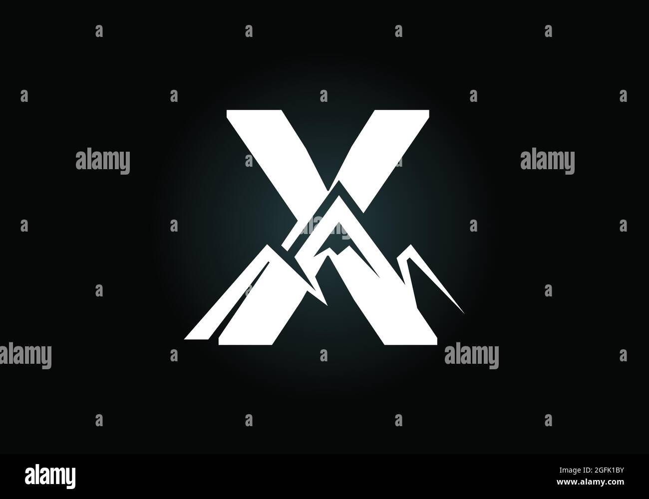 Initial X monogram alphabet with the mountain peak. Mountain Logo sign ...