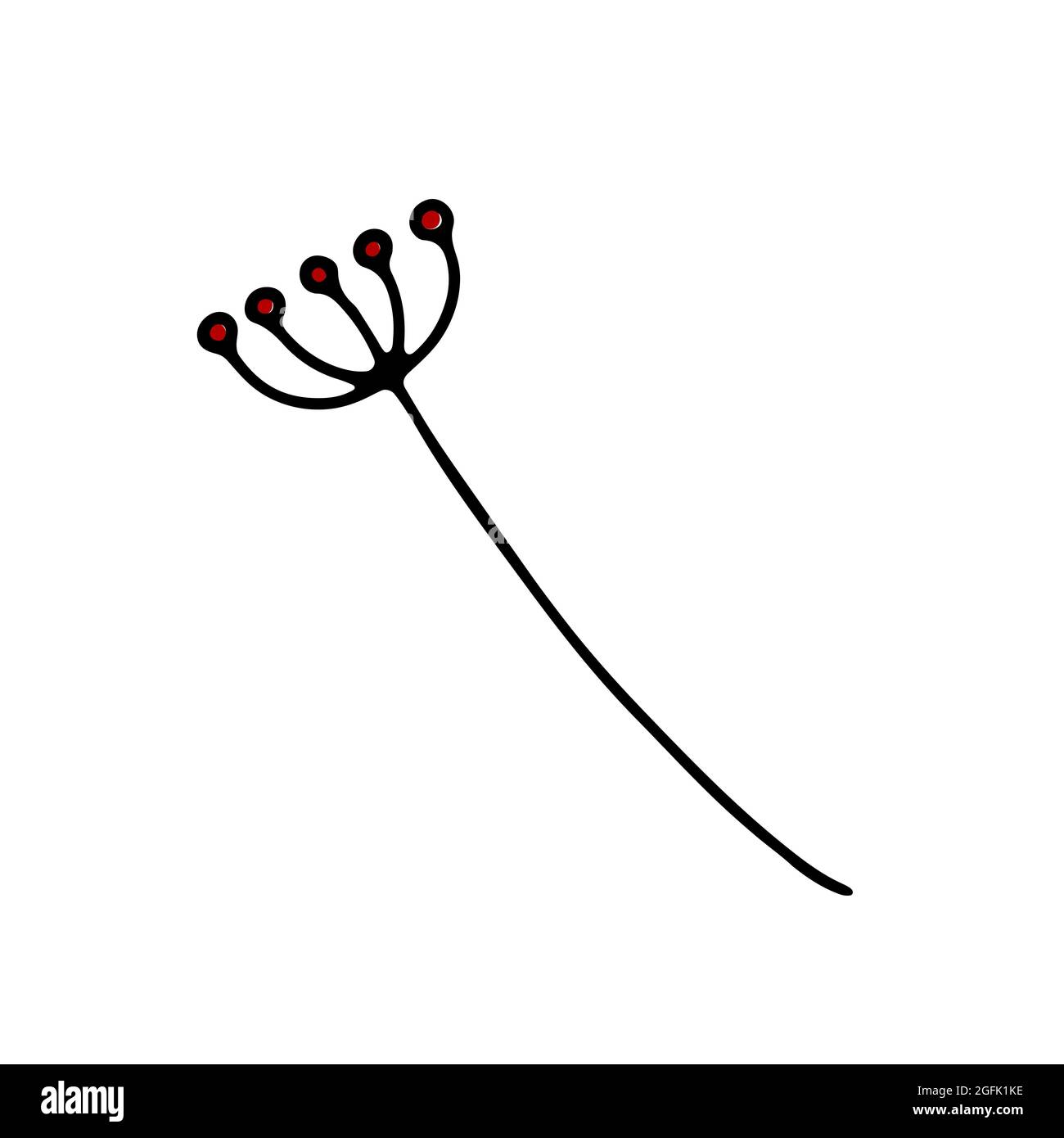 Doodle delicate twig. Hand-drawn cute plant isolated on white ...