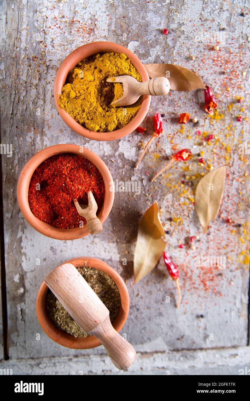 Presentation of mixed spices needed for international cuisine Stock ...