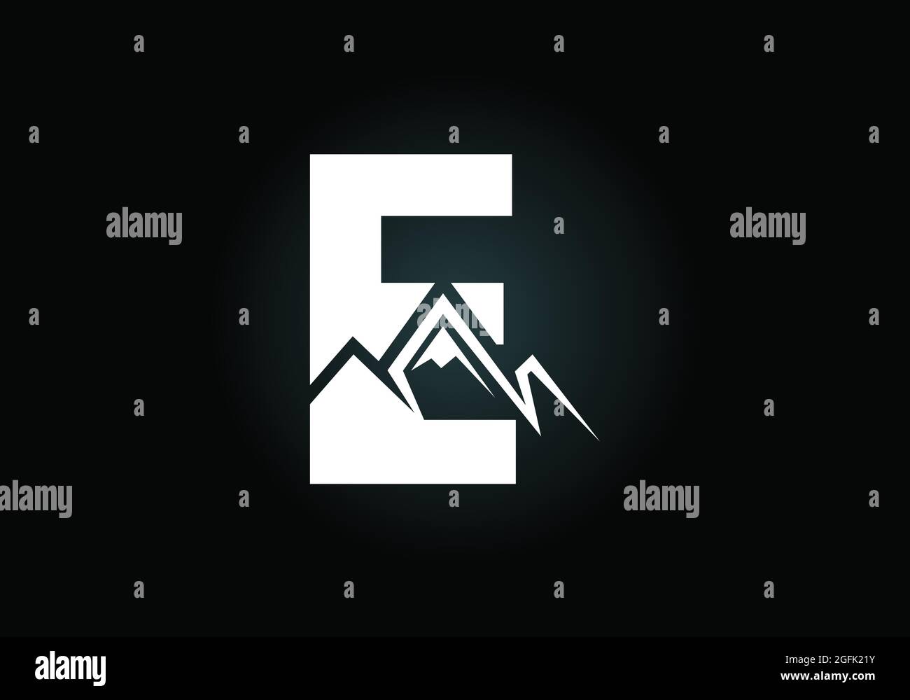 Initial E monogram alphabet with the mountain peak. Mountain Logo sign ...