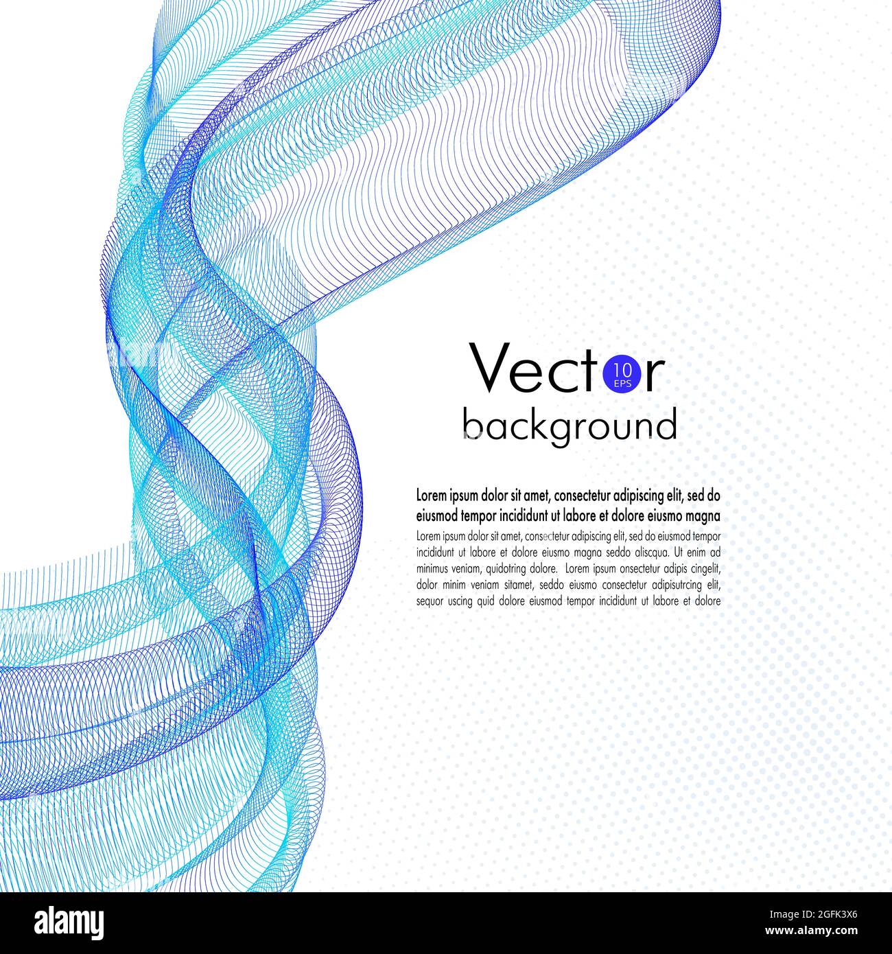 Bright blue wave pattern. Abstract flowing squiggle curves. White ...