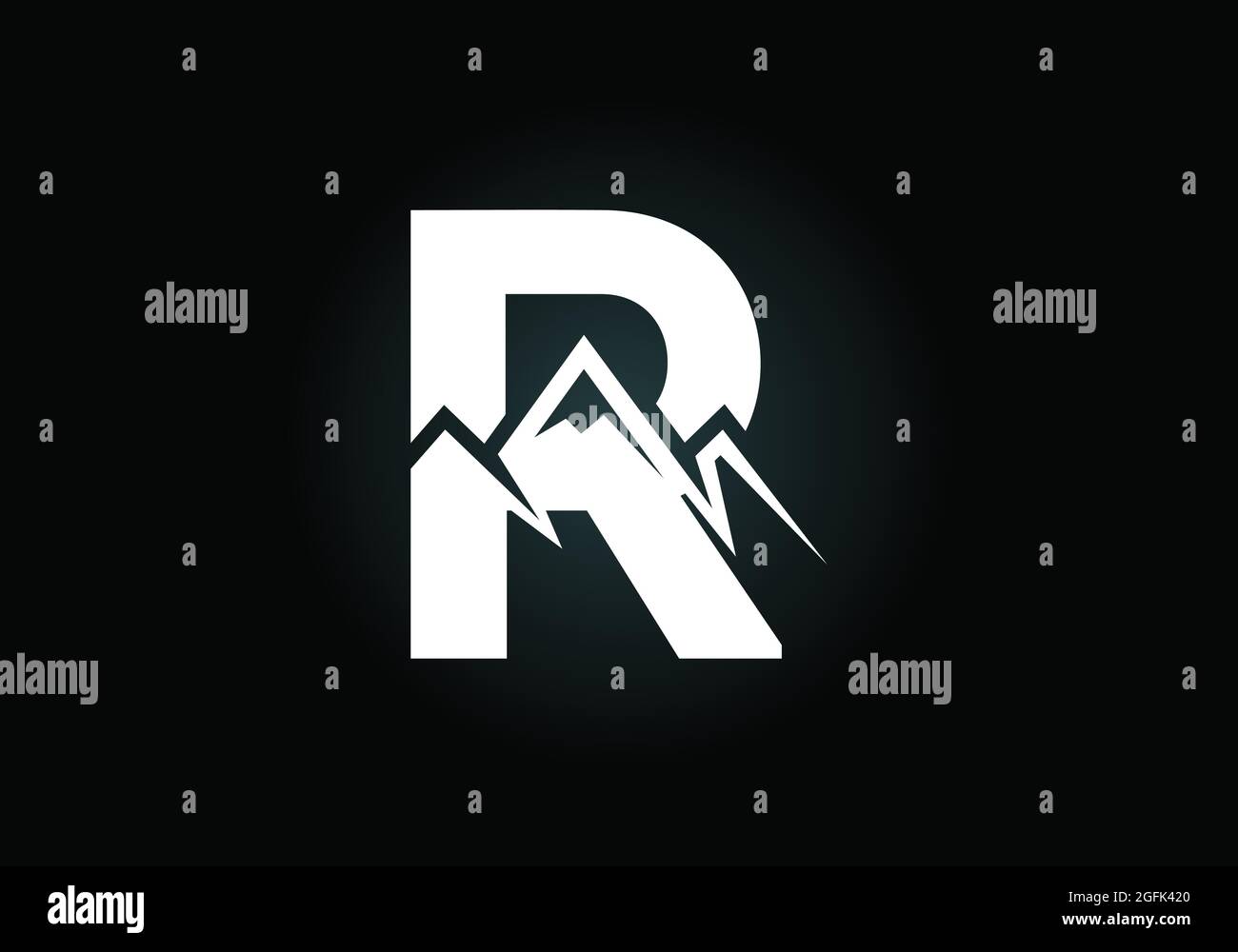 Initial R monogram alphabet with the mountain peak. Mountain Logo sign ...
