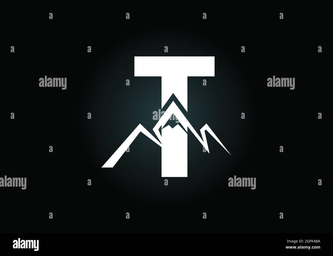 Initial T monogram alphabet with the mountain peak. Mountain Logo sign ...