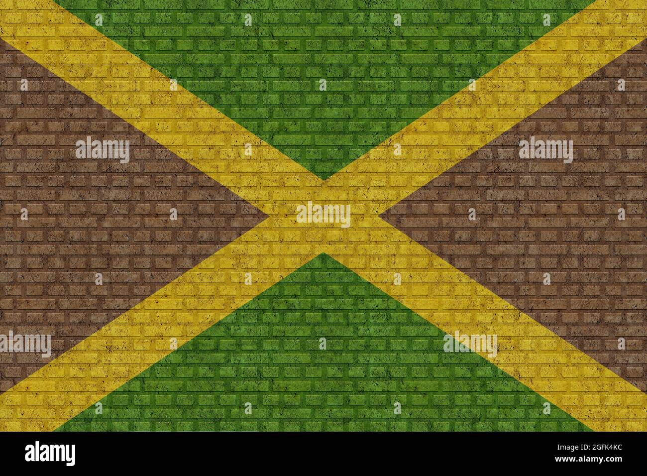 3D Flag of Jamaica on a old brick wall background Stock Photo - Alamy