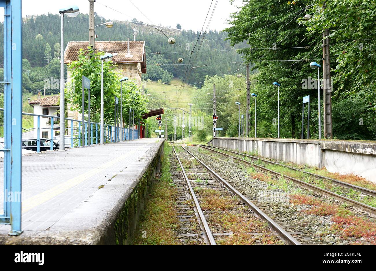 Tracks and trains in the Basque Country, Spain, Europe Stock Photo - Alamy