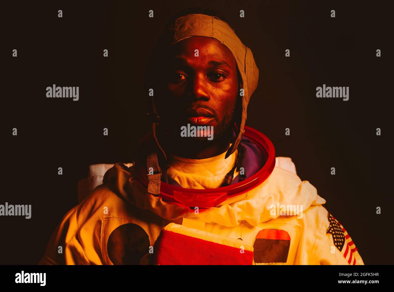 Cinematic image of an astronaut. Colorful portrait of a man with ...