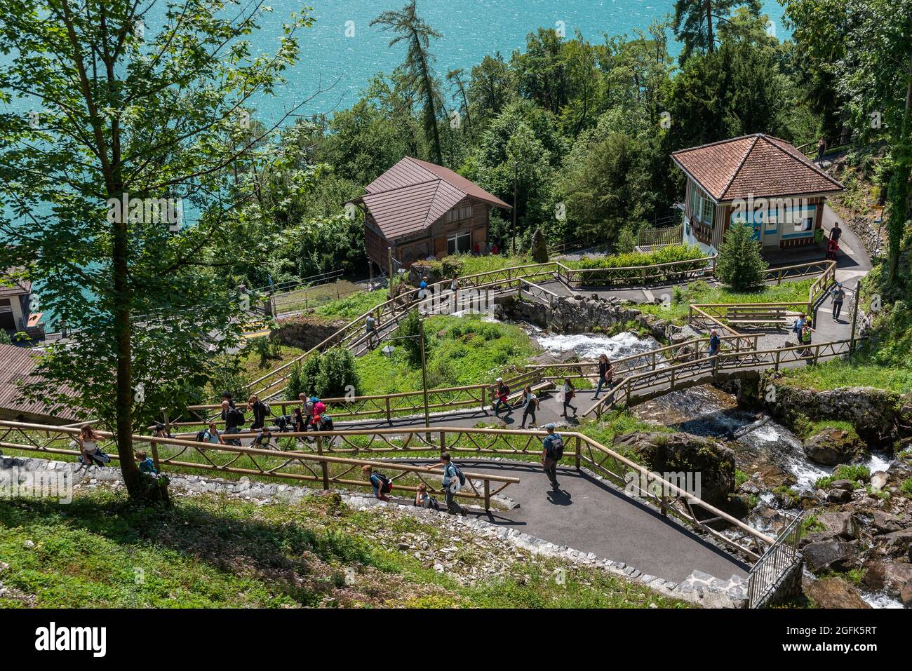Serpentine path in front of the St. Beatus Caves, Beatenberg, Bernese ...