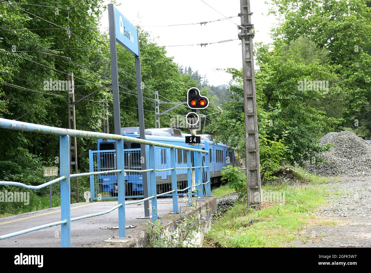 Tracks and trains in the Basque Country, Spain, Europe Stock Photo - Alamy