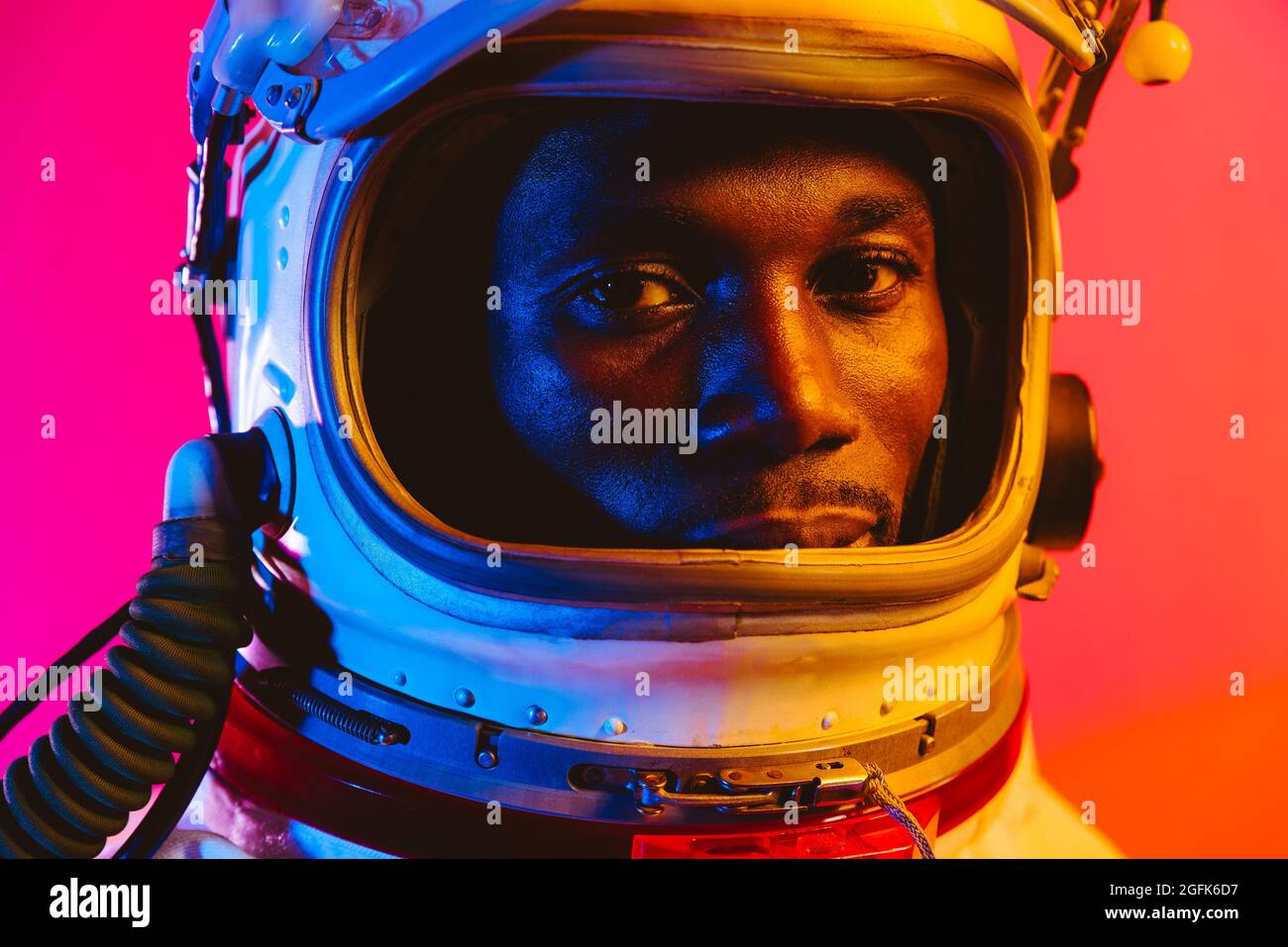 Cinematic image of an astronaut. Colorful portrait of a man with ...