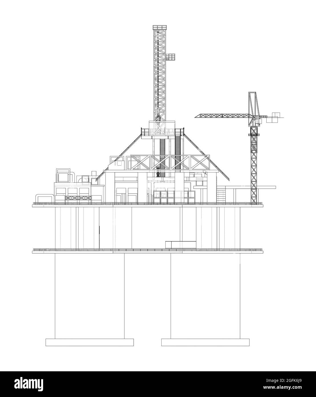Offshore Oil Rig. Vector rendering of 3d Stock Vector Image & Art - Alamy
