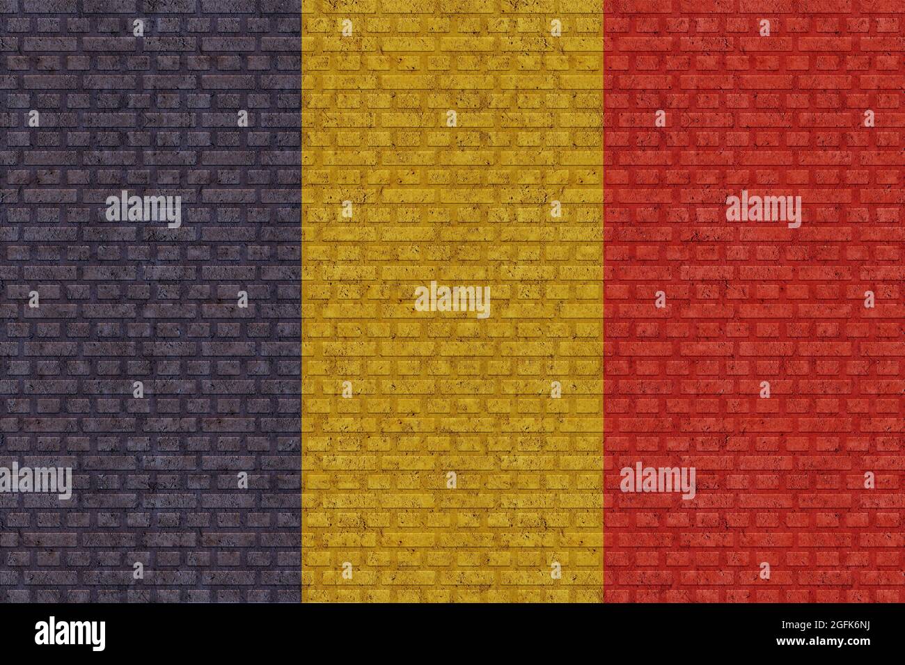 3D Flag of Romania on old brick wall background Stock Photo - Alamy