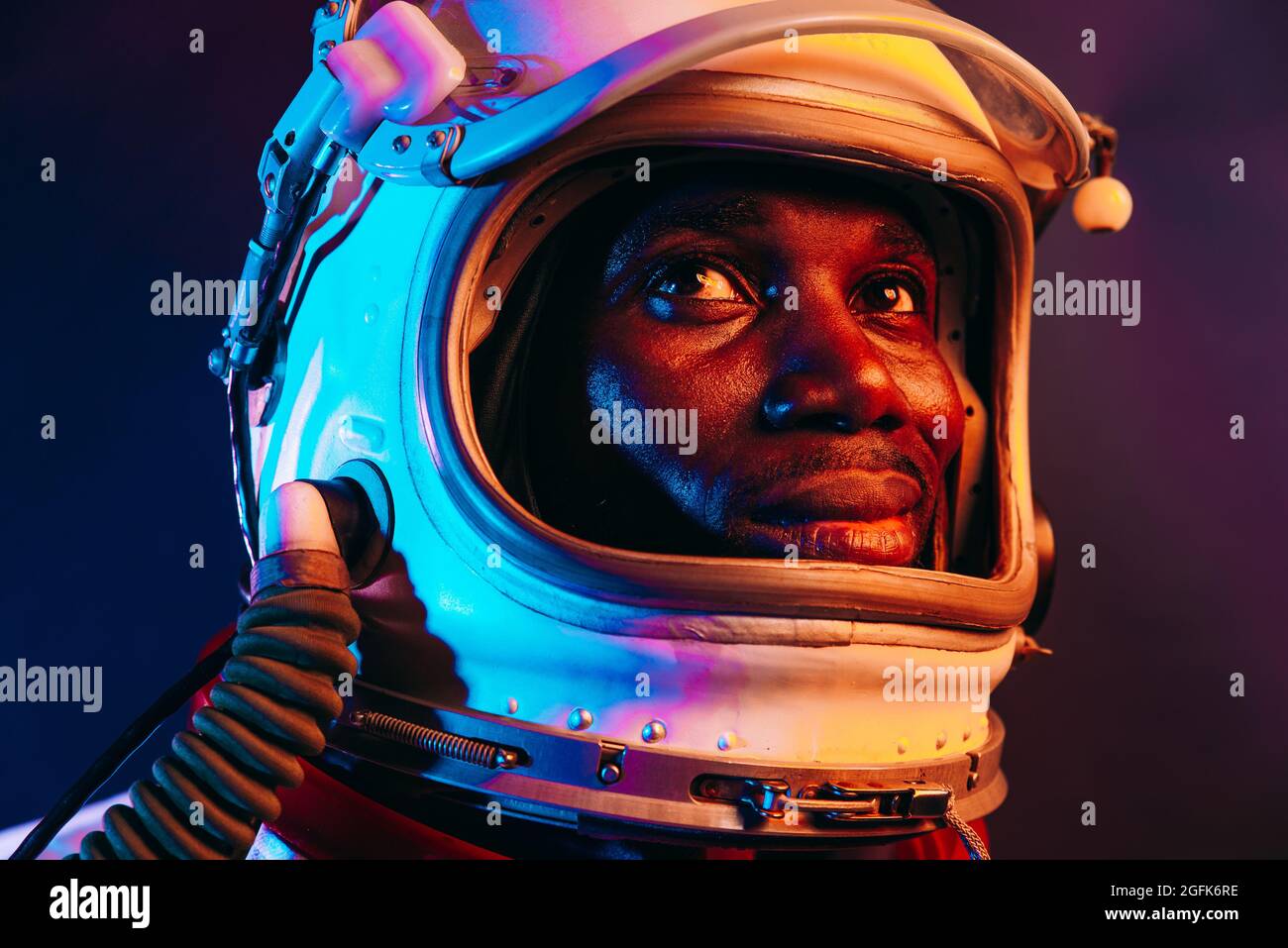 cinematic image of an astronaut. Colorful portrait of a man with ...