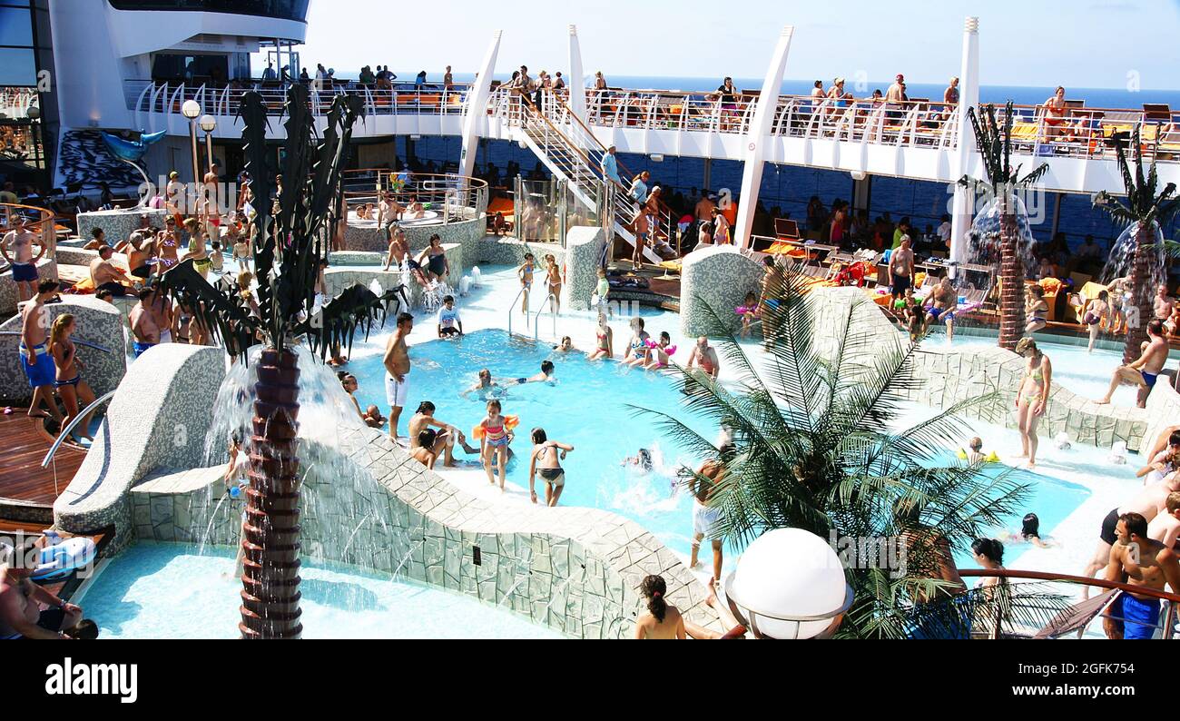 People having fun on the deck of a cruise ship Stock Photo - Alamy