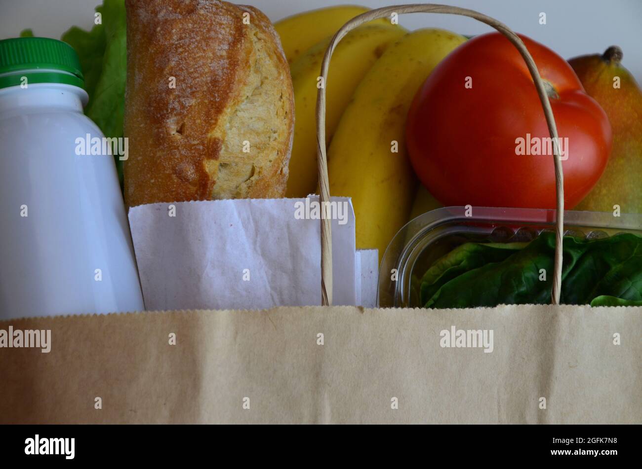 Healthy food in package of different fruits and vegetables, top view ...