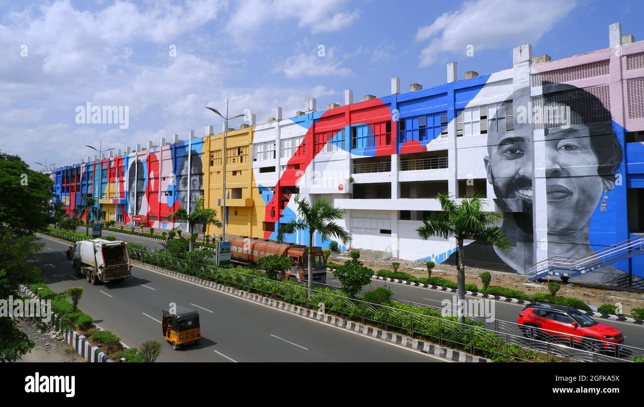 India's largest panoramic mural, Indira Nagar Railway station, chennai ...
