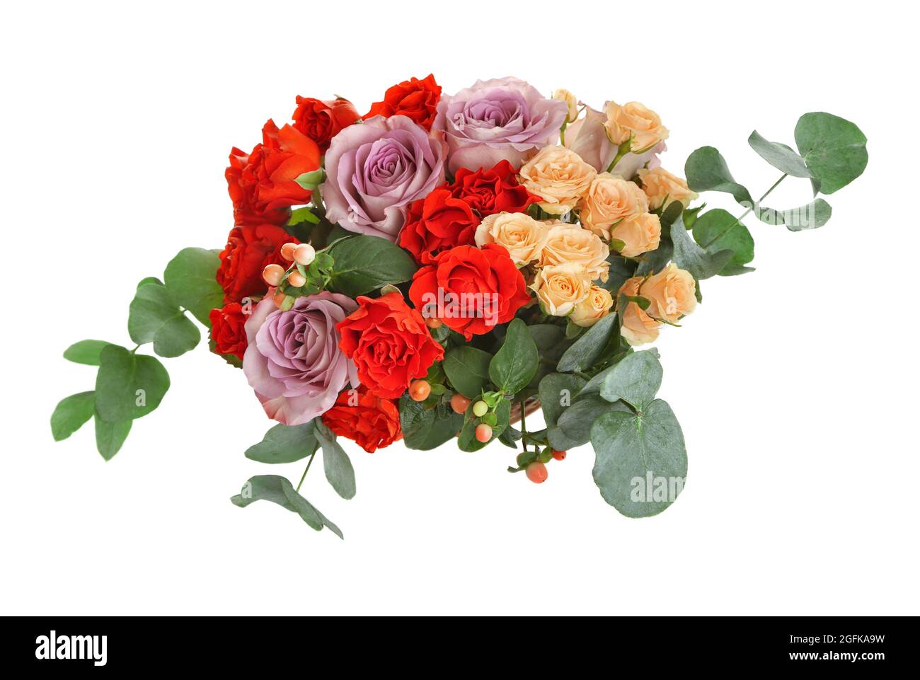 Beautiful roses bouquet, isolated on white Stock Photo - Alamy