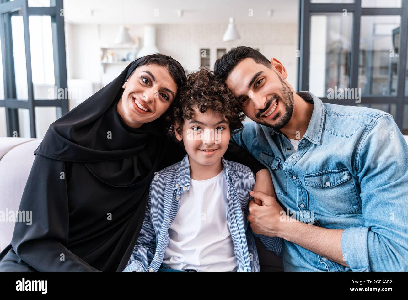 happy family spending time together. Arabian parents and kid lifestyle ...