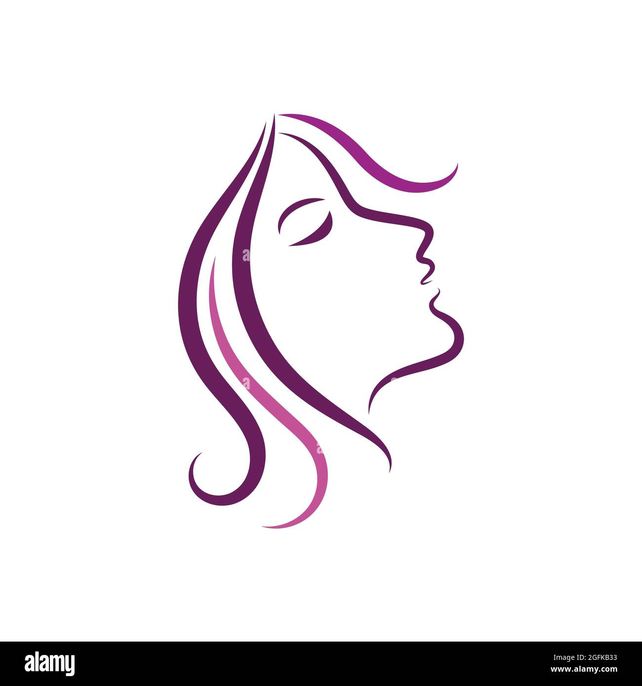 Woman face silhouette character illustration logo icon vector Stock ...