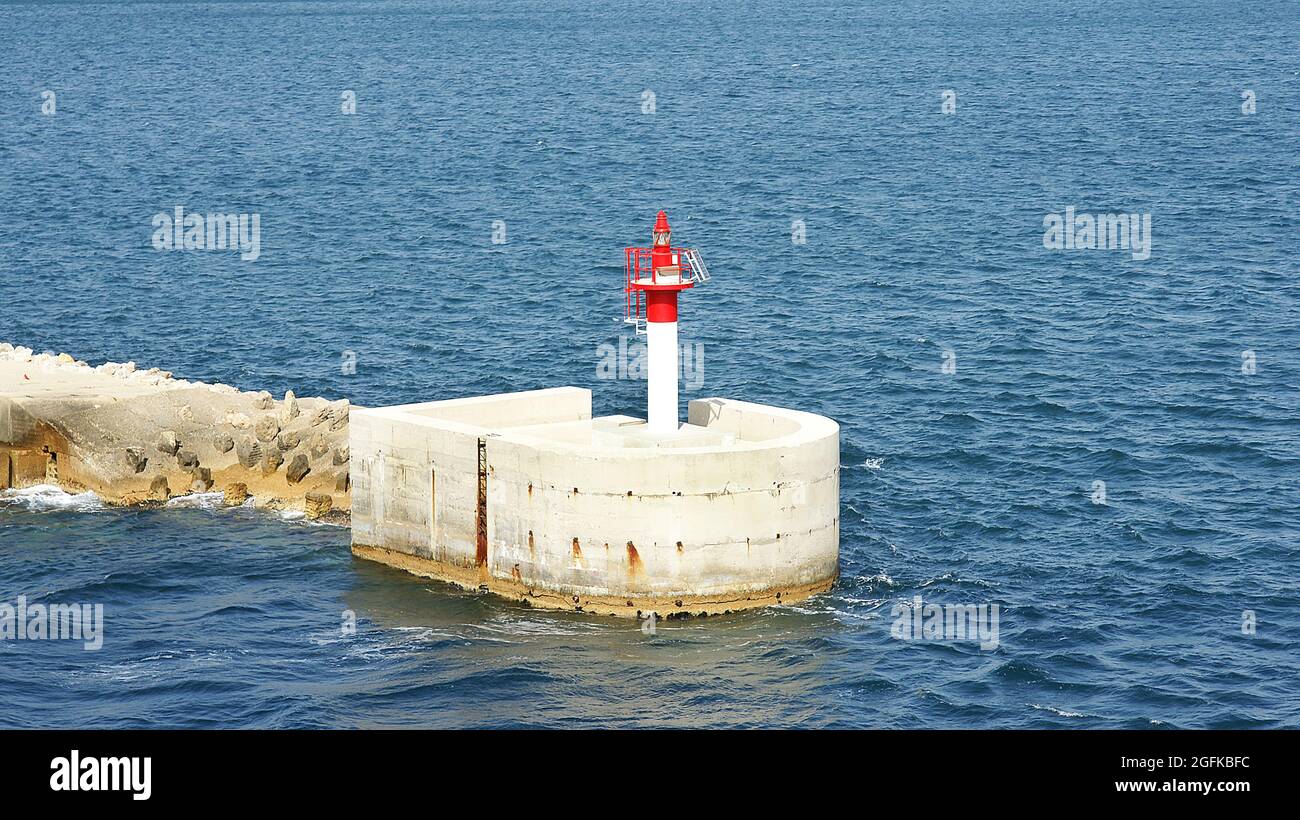 Beacons and buoys in the port of Marseille, France, Europe Stock Photo ...