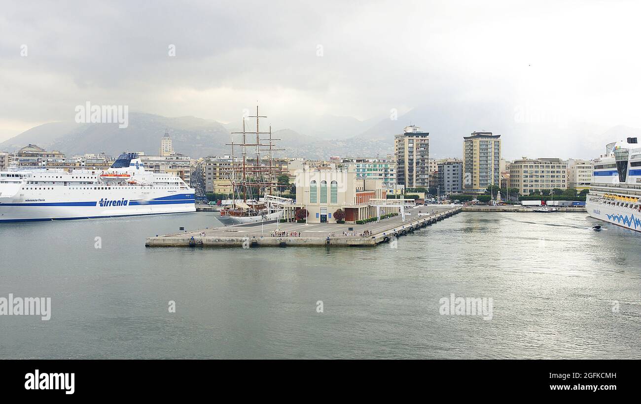 Panoramic of the port of Palermo, Italy, Europe Stock Photo - Alamy
