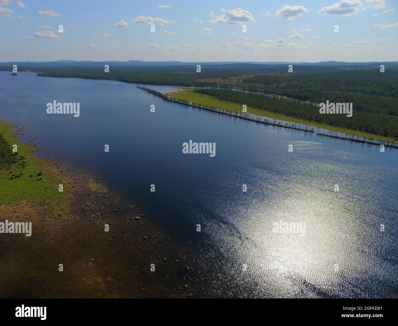 Aerial view over Skellefte River in Swedish Lapland Stock Photo - Alamy