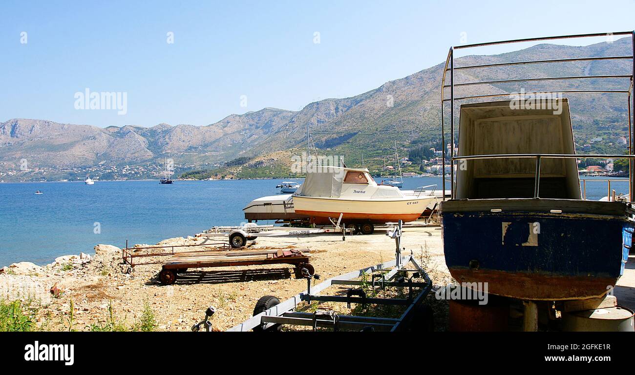 Shipyard in a park in Dubrovnik, Croatia, Europe Stock Photo - Alamy
