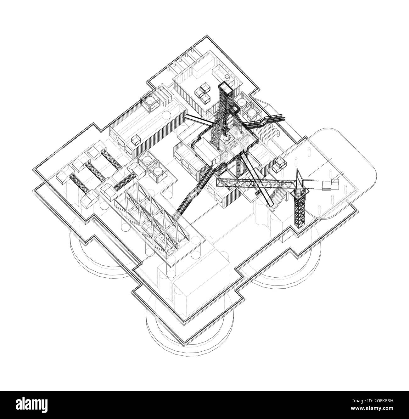 Offshore Oil Rig. Vector rendering of 3d Stock Vector Image & Art - Alamy