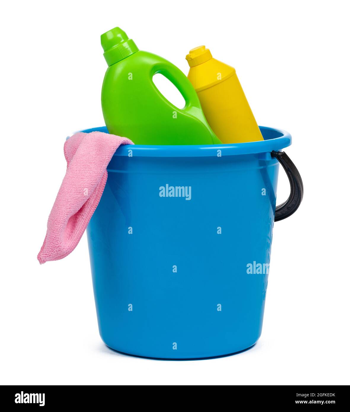 Blue plastic bucket for cleaning isolated on white background Stock ...